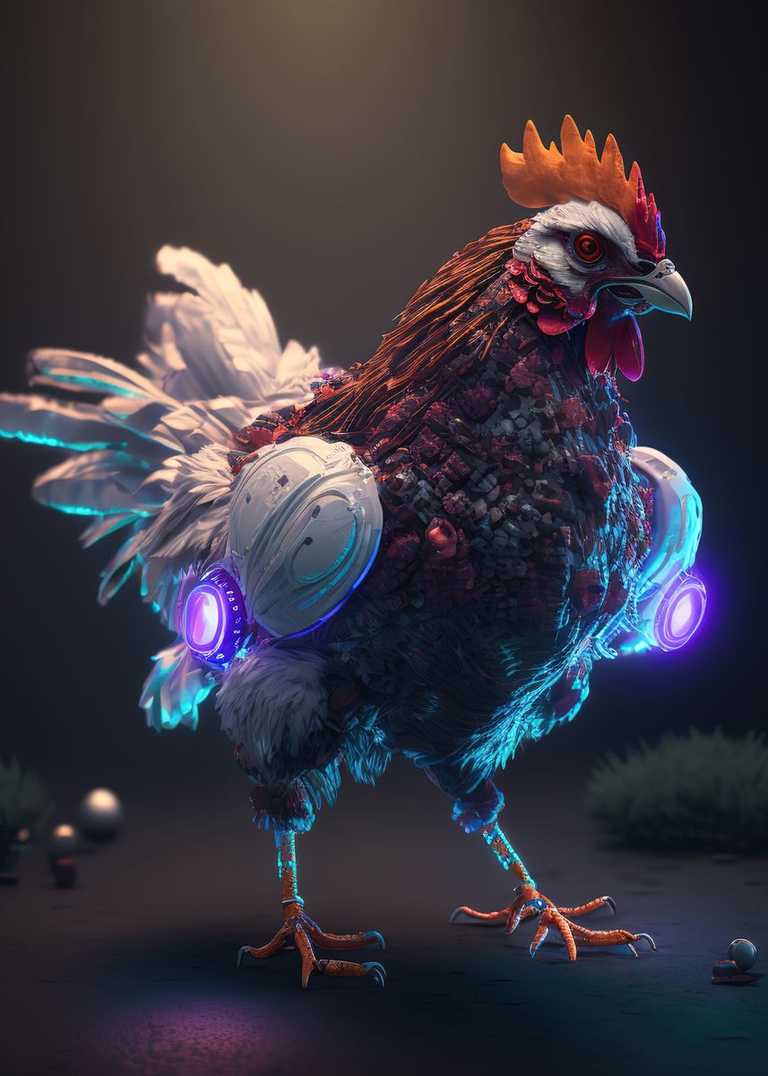 'chicken colorful' Poster, picture, metal print, paint by Silhouette ...