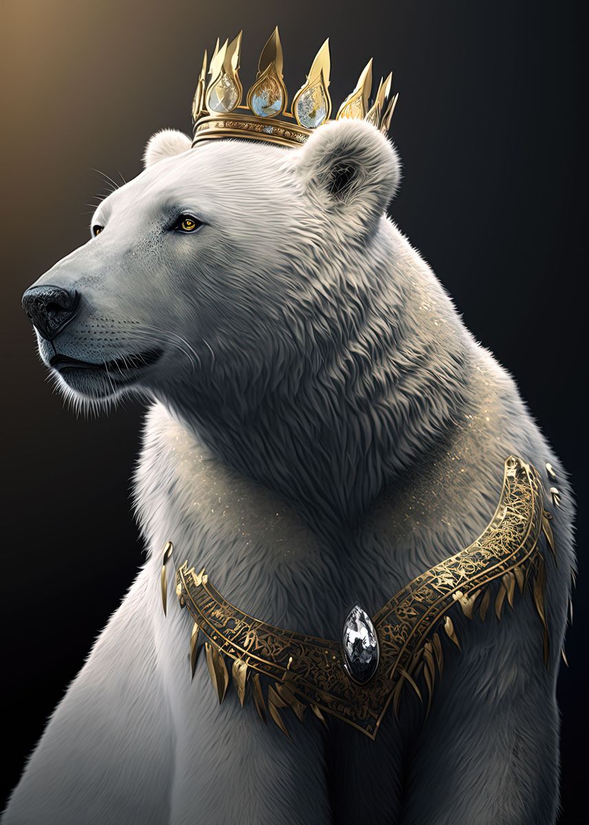 'King Polar Bear' Poster, picture, metal print, paint by Zake Yonkou ...