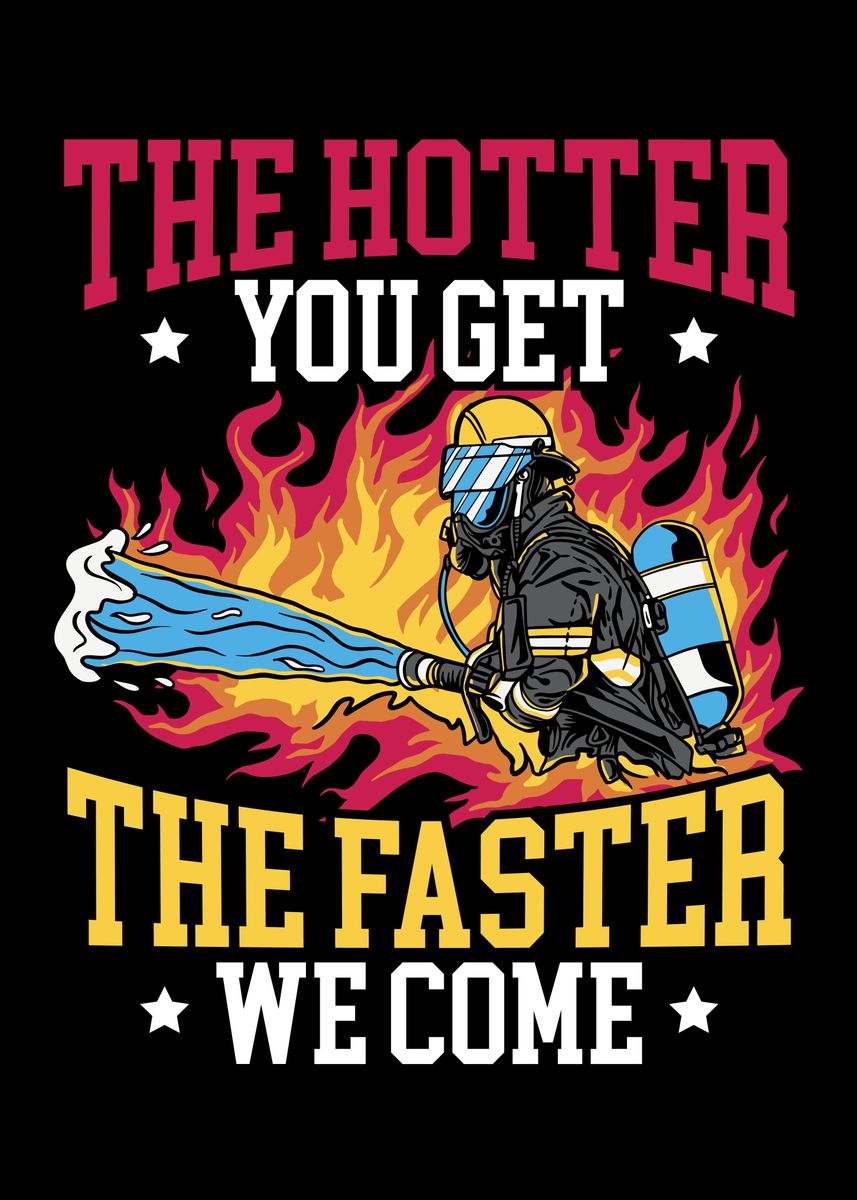 'Fireman Fire Rescue' Poster, picture, metal print, paint by NAO | Displate