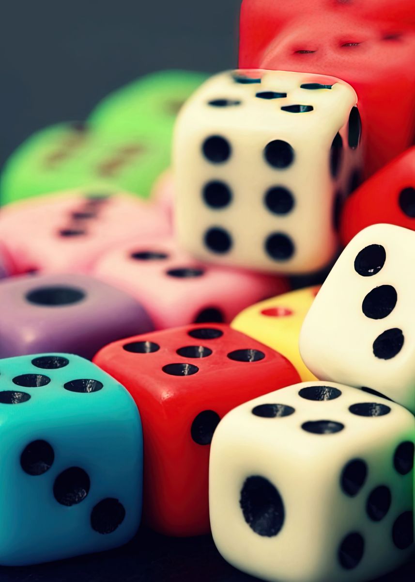 'Full Colour Dices' Poster, picture, metal print, paint by vibes design ...