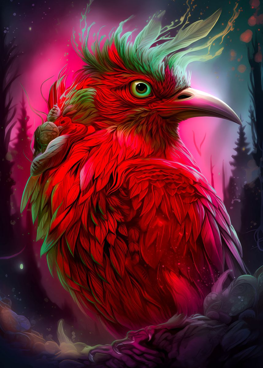 'Cardinal Mythical' Poster, picture, metal print, paint by Amalia ...