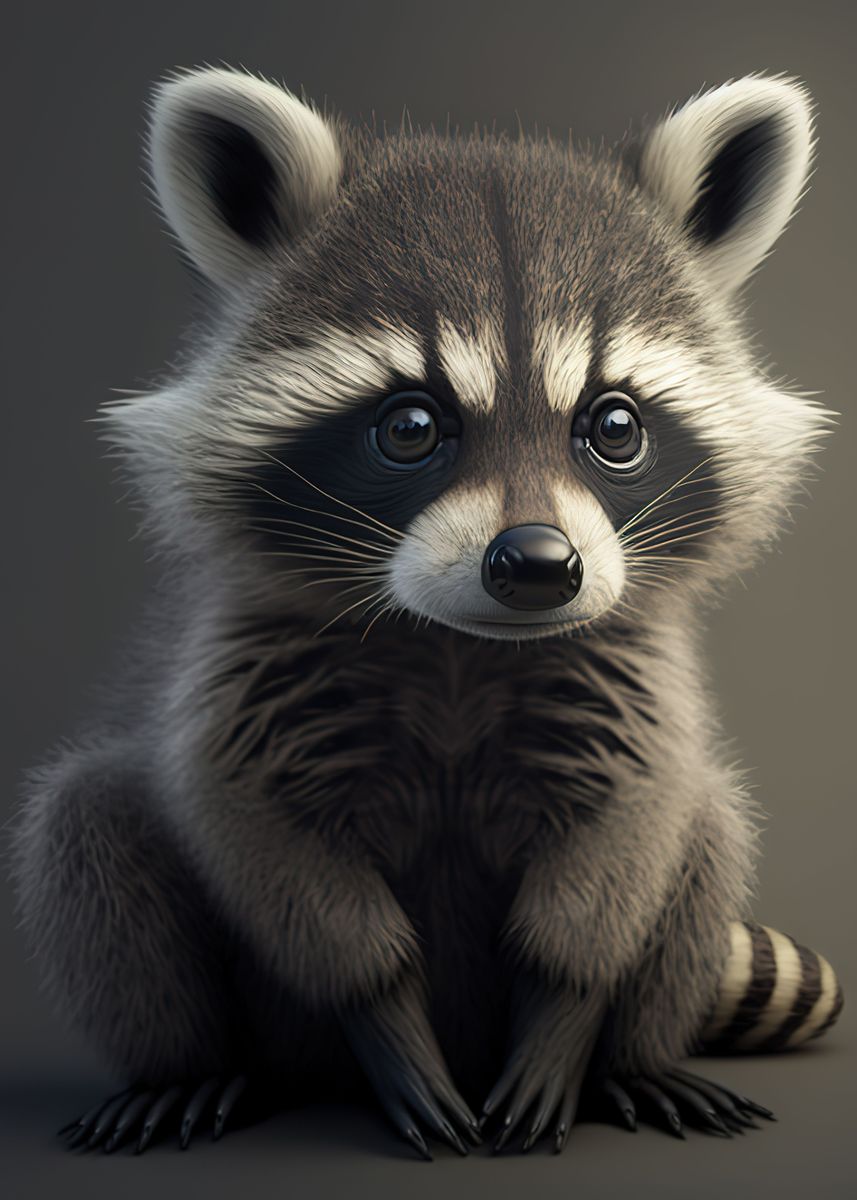 'cute raccoon' Poster, picture, metal print, paint by DEMON SPACE ...