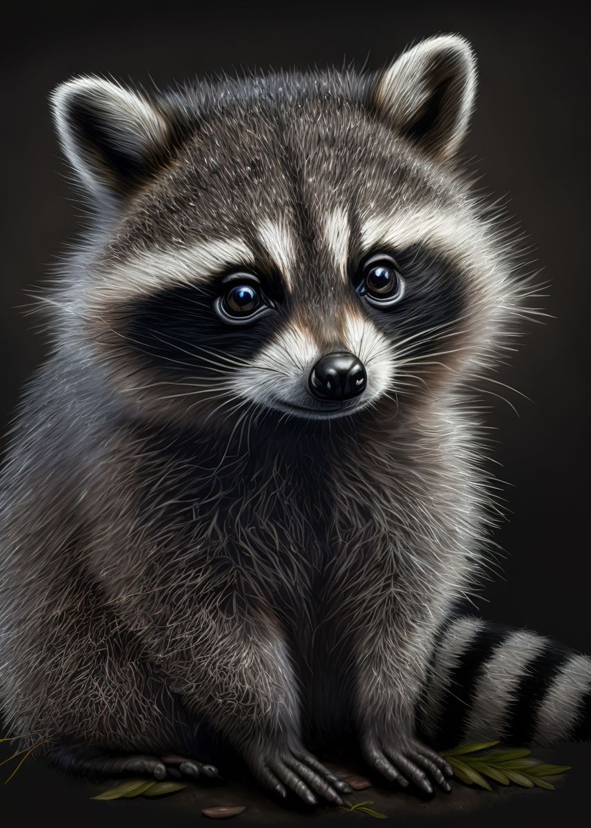 'cute raccoon' Poster, picture, metal print, paint by King Kean | Displate