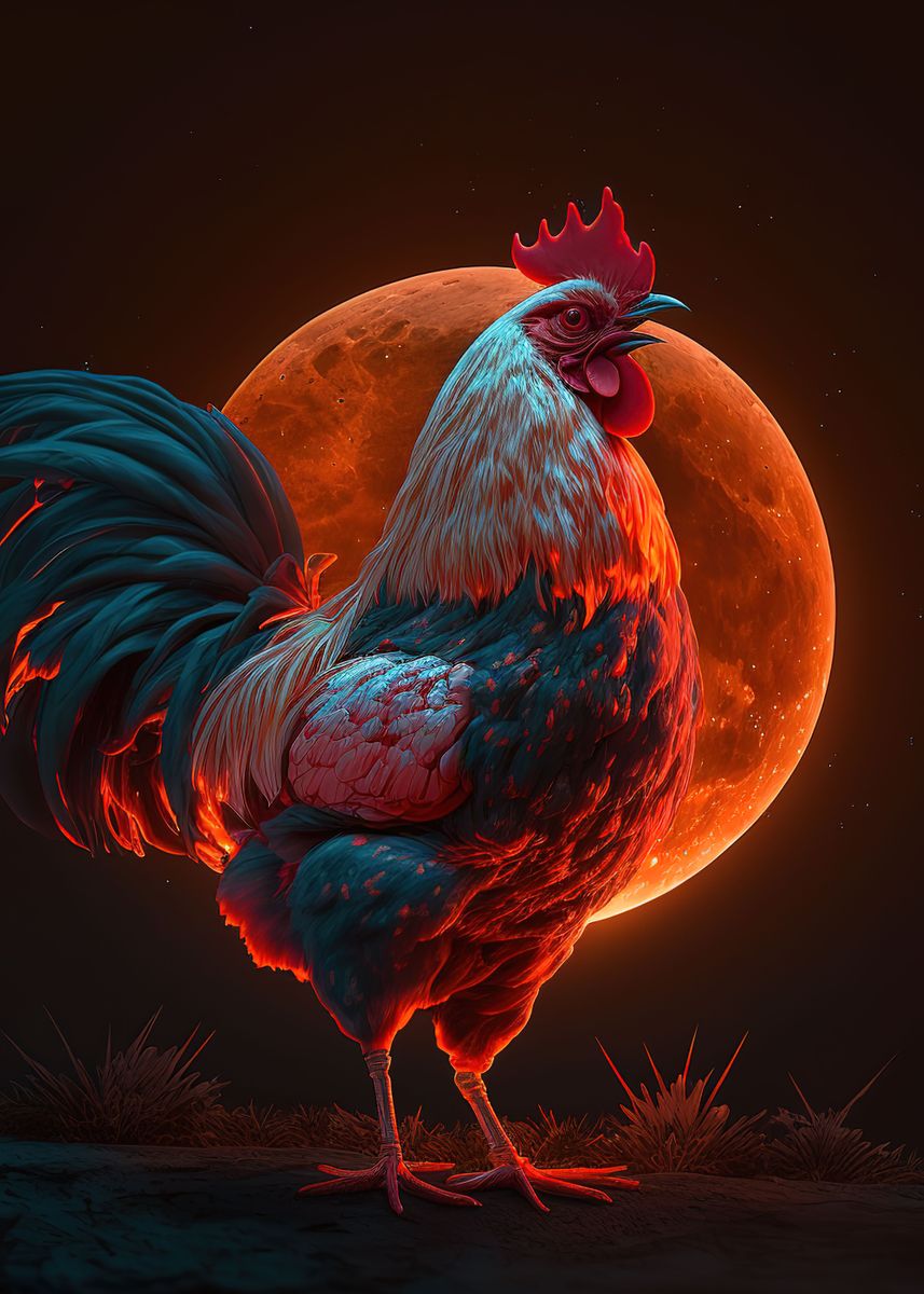 'chicken colorful' Poster by Silhouette Anime Art | Displate