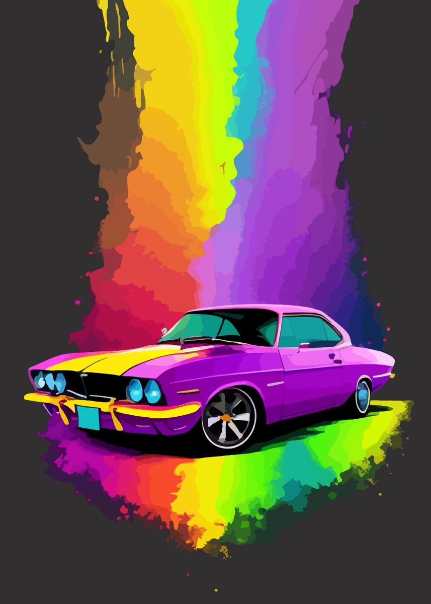 'Rainbow Car Classic' Poster, picture, metal print, paint by Arthur ...