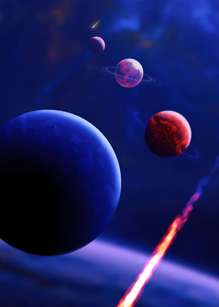 'Planet Digital Space' Poster, picture, metal print, paint by Lunaxys ...