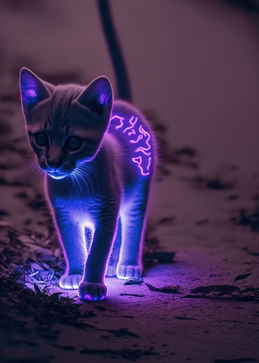 'Colorful Neon Cat' Poster by MAD SPACE | Displate