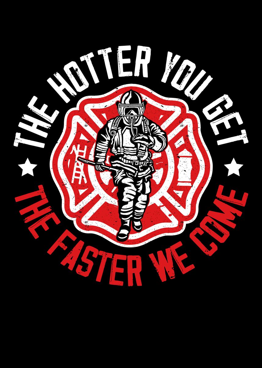 'Fireman Fire Rescue' Poster, picture, metal print, paint by NAO | Displate