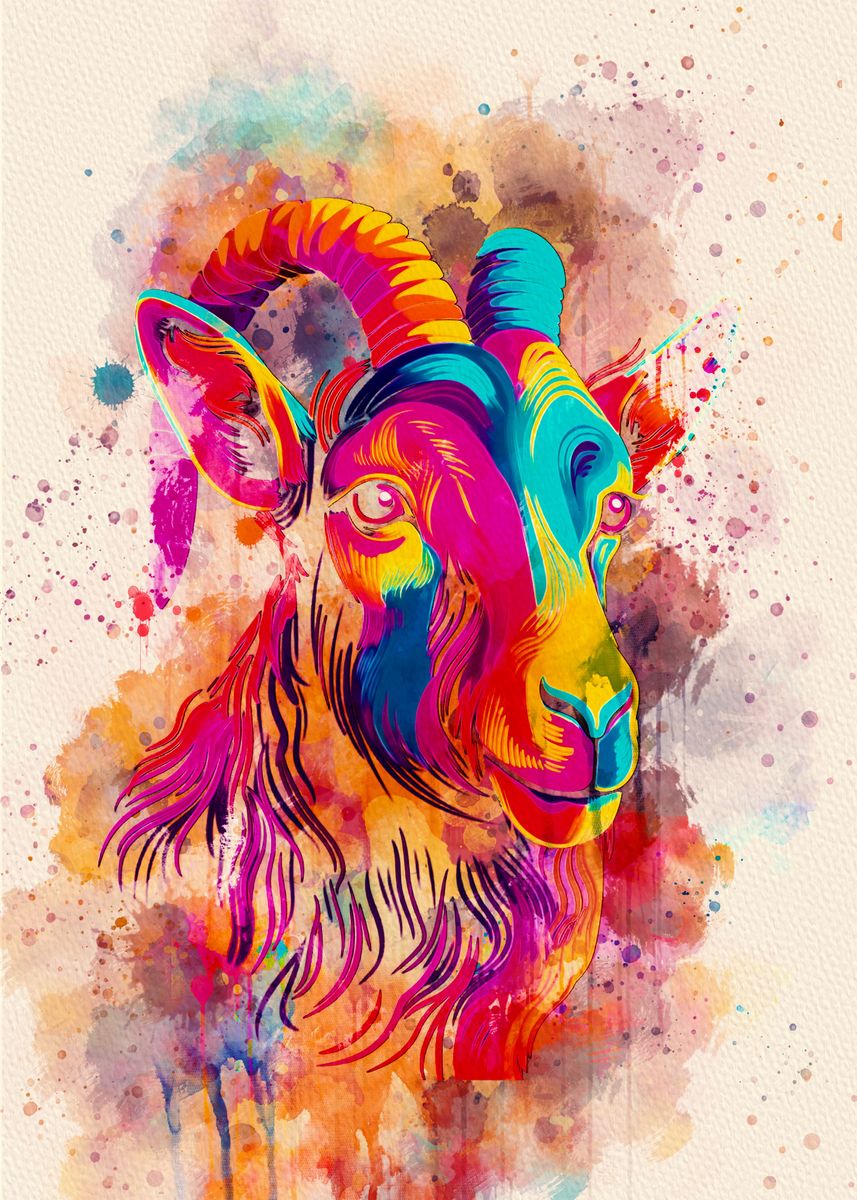 'Goat colorful' Poster by kun bin | Displate