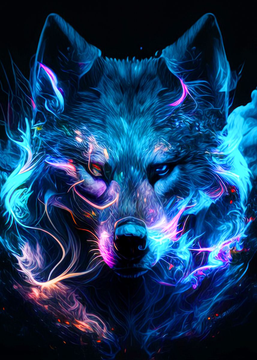 'Wolf' Poster, picture, metal print, paint by Hustle 92 | Displate