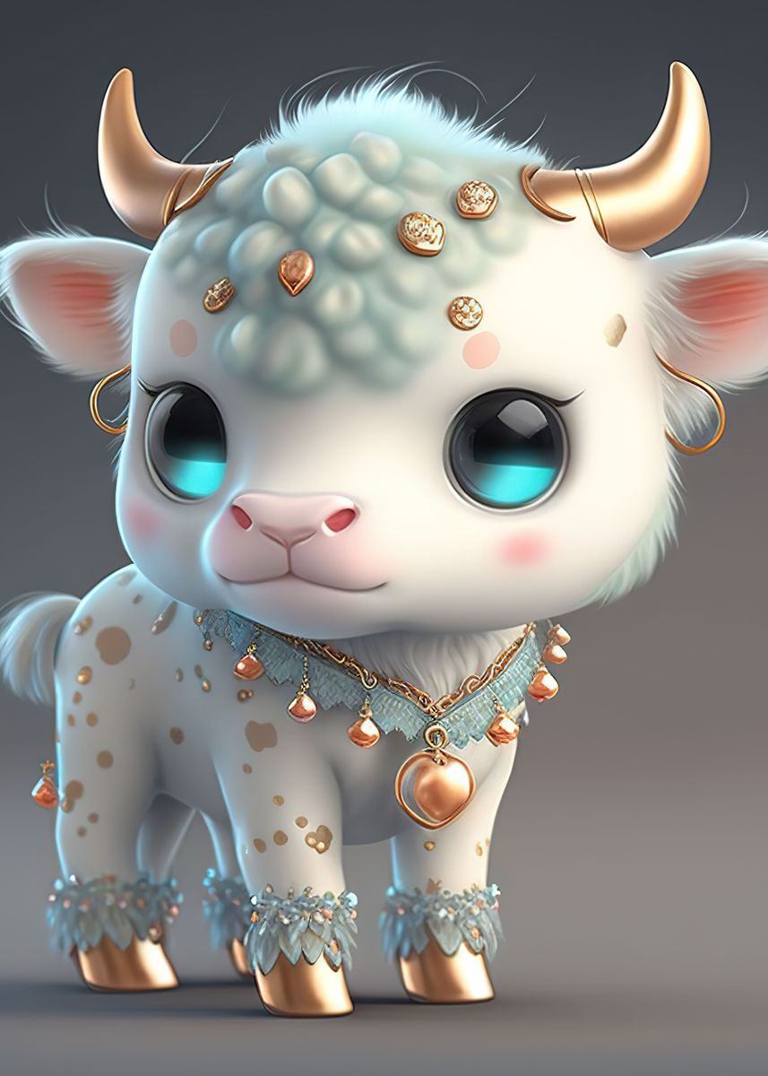 'cute bull' Poster, picture, metal print, paint by Jena | Displate