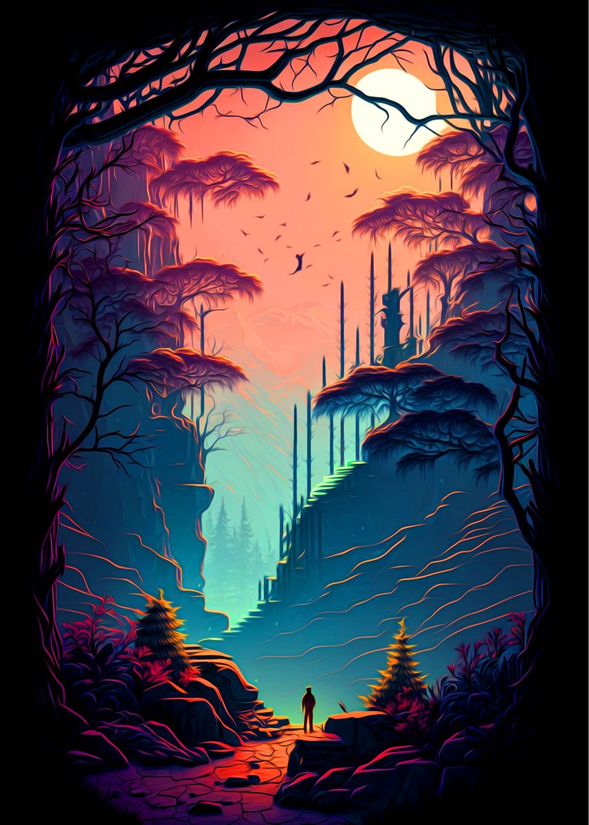 'Fantasy landscape' Poster, picture, metal print, paint by Rin Neil ...