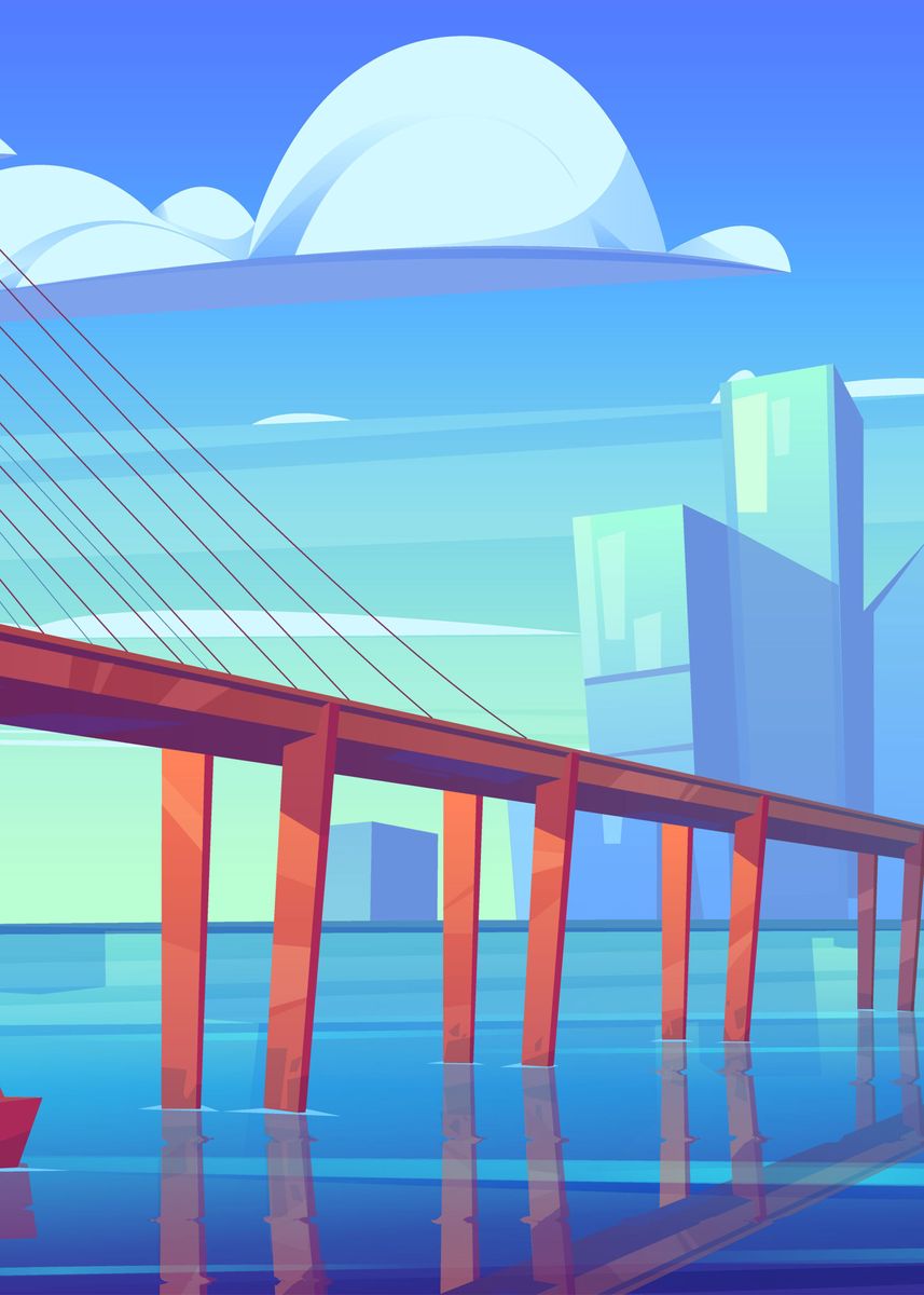 'modern city bridge 02' Poster, picture, metal print, paint by Azlan ...