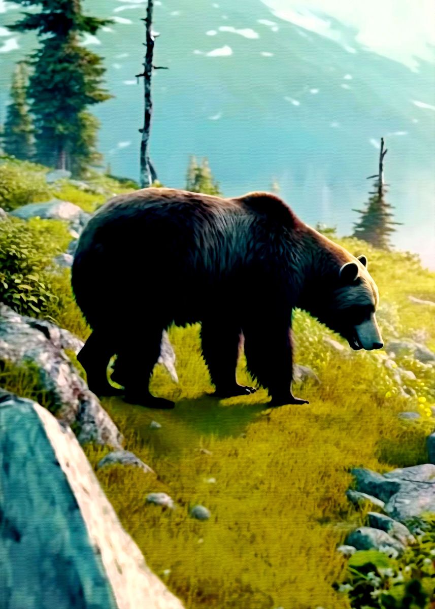 'Black Bear' Poster, picture, metal print, paint by Rane Acer | Displate