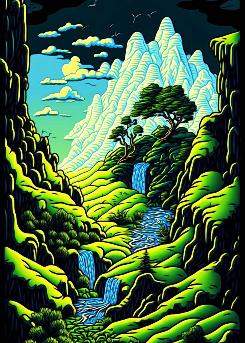 'Fantasy landscape' Poster by Rin Neil | Displate