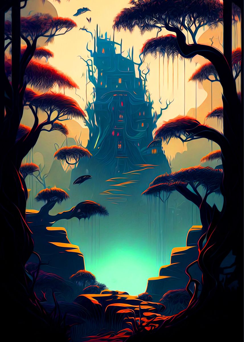 'Fantasy landscape' Poster, picture, metal print, paint by Rin Neil ...