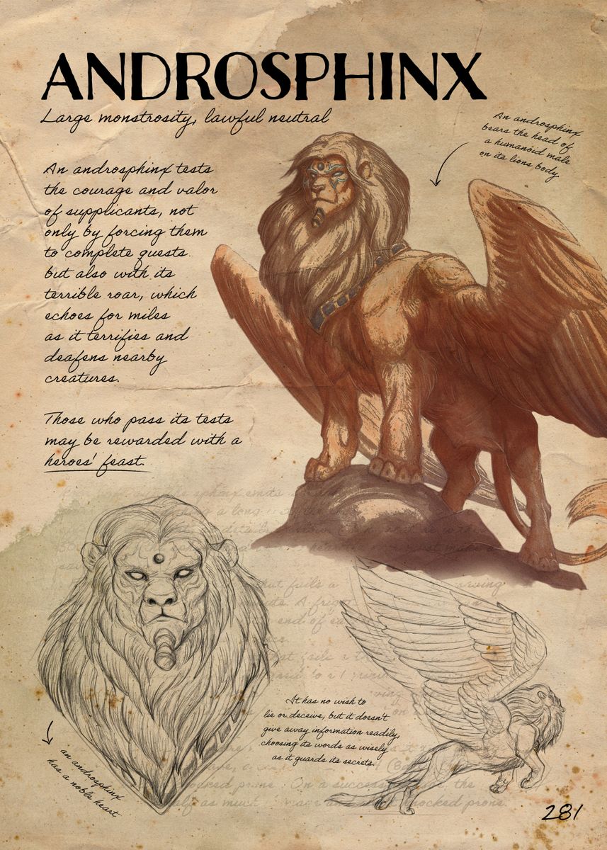 'Androsphinx Note' Poster, picture, metal print, paint by Dungeons and Dragons | Displate