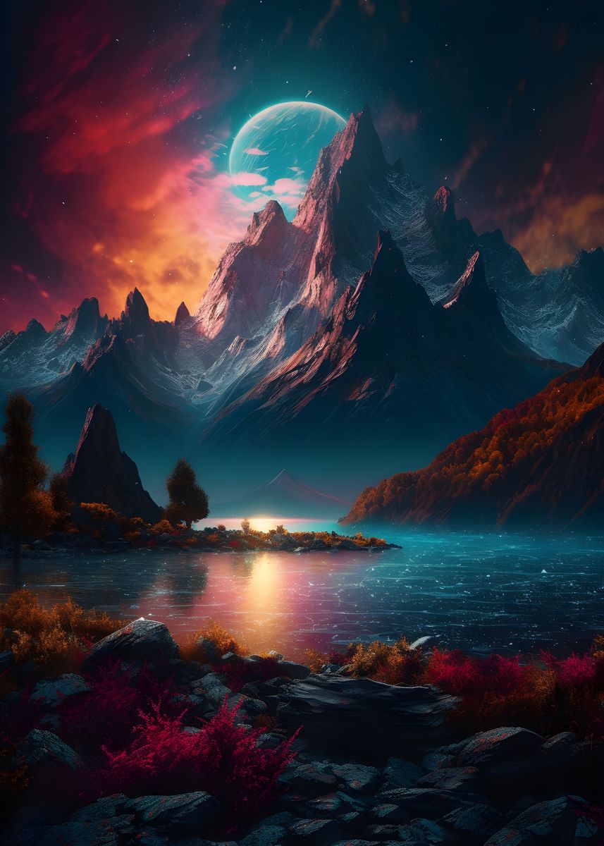 'Mountainous Landscape' Poster, picture, metal print, paint by Marcelo ...