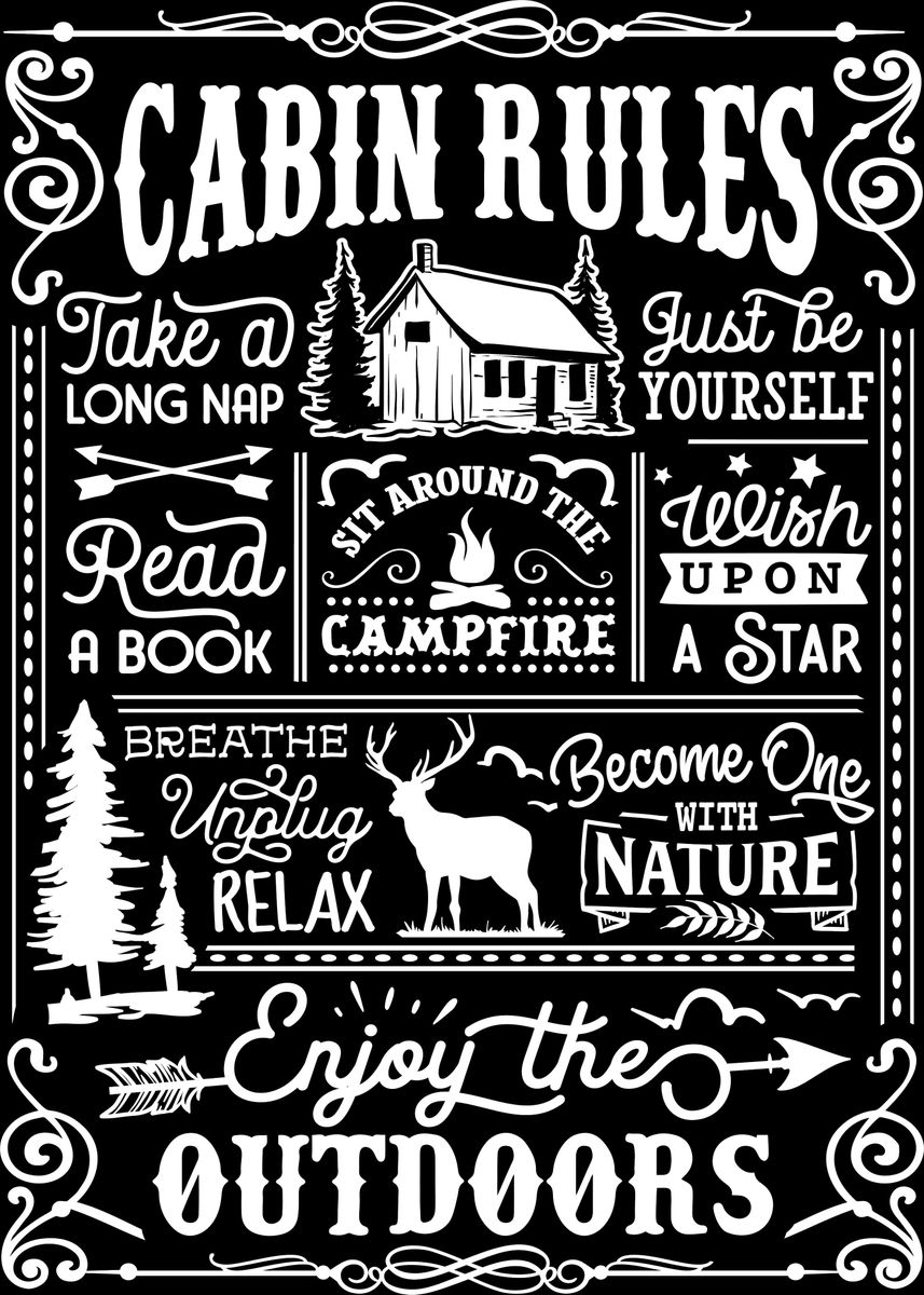 'Cowboy Cabin Rules Poster' Poster by Don Lego | Displate