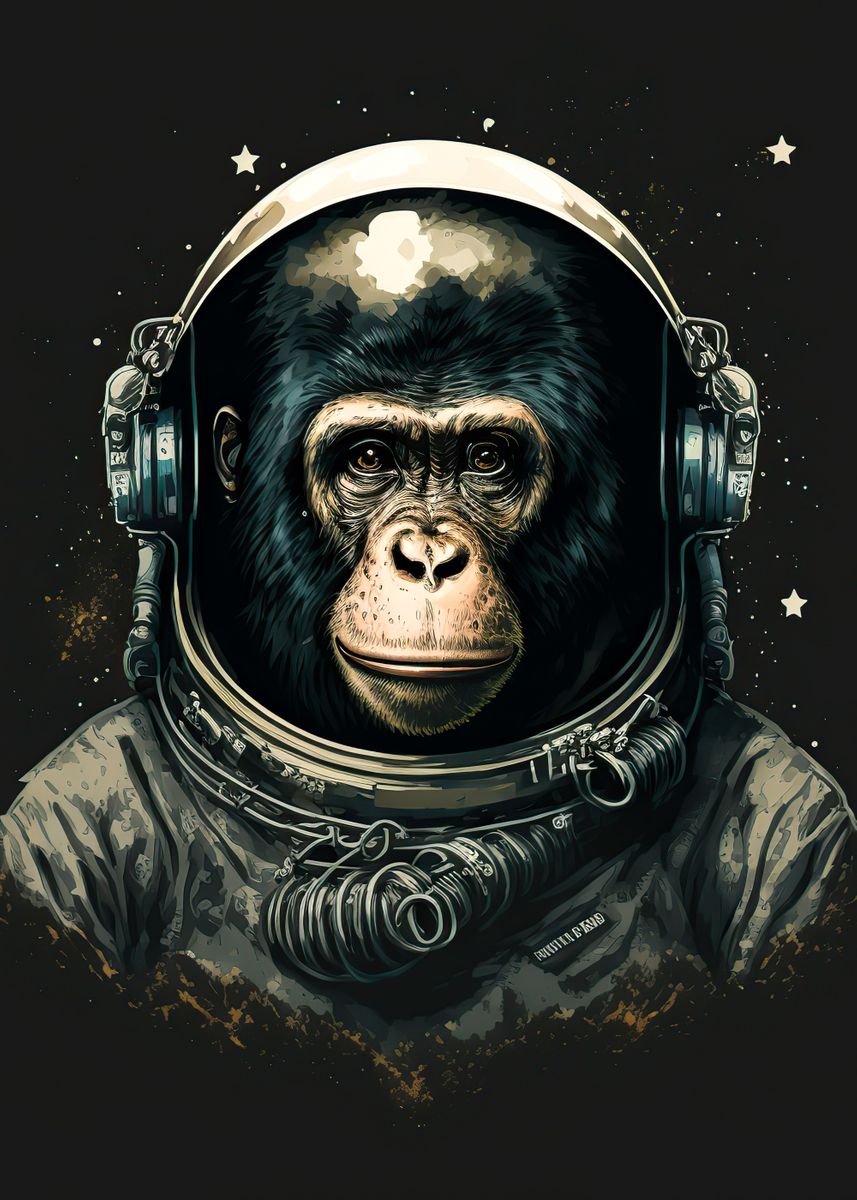 'Chimp astronaut' Poster, picture, metal print, paint by Yannis Denton ...