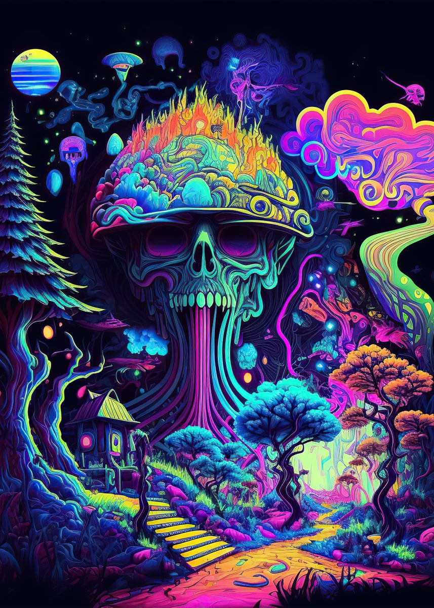 'psychedelic ' Poster, picture, metal print, paint by Silhouette Anime ...