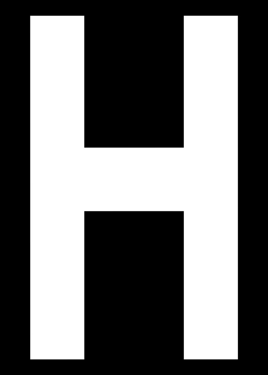'Letter H in white' Poster, picture, metal print, paint by Bruce ...