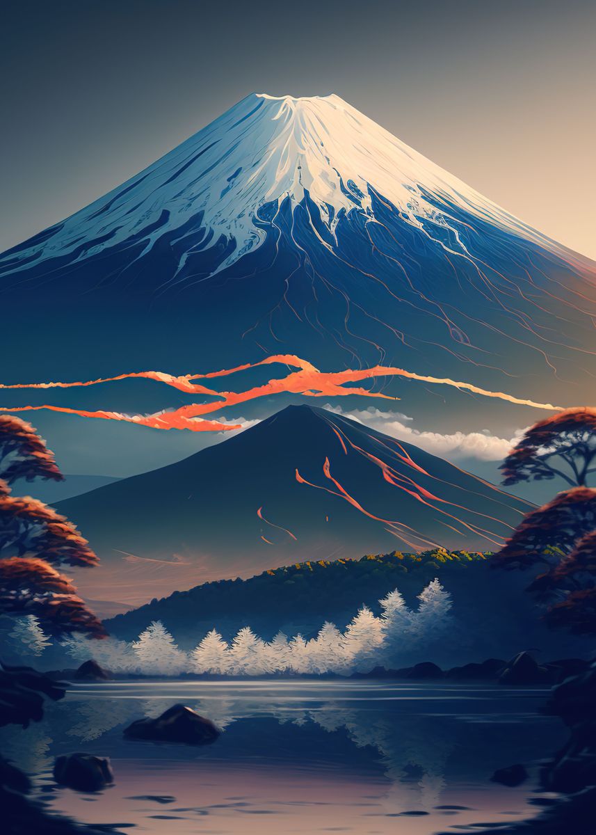 'japan mountain ' Poster, picture, metal print, paint by DEMON SPACE ...