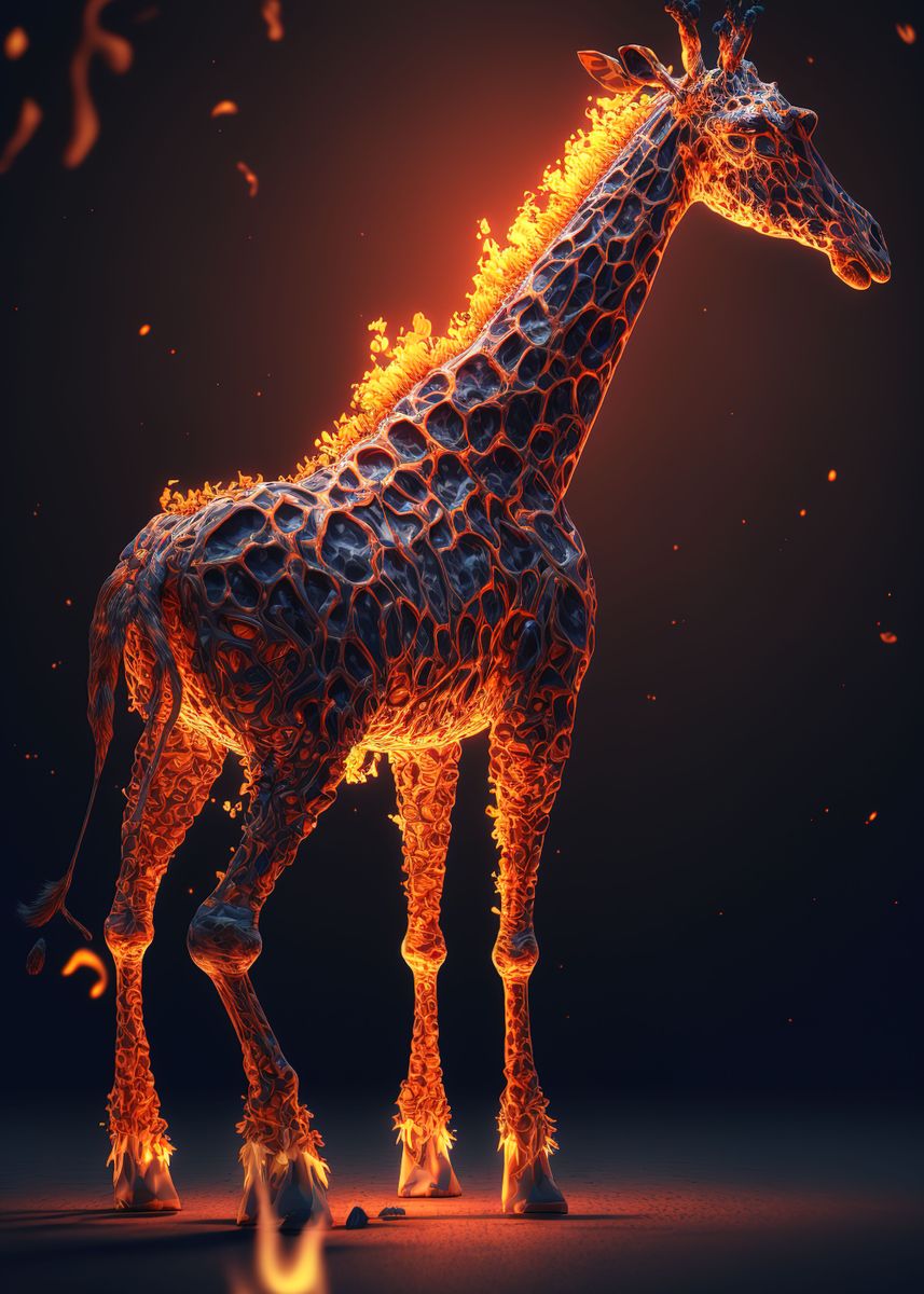 'neon giraffe ' Poster, picture, metal print, paint by Chester Draper ...