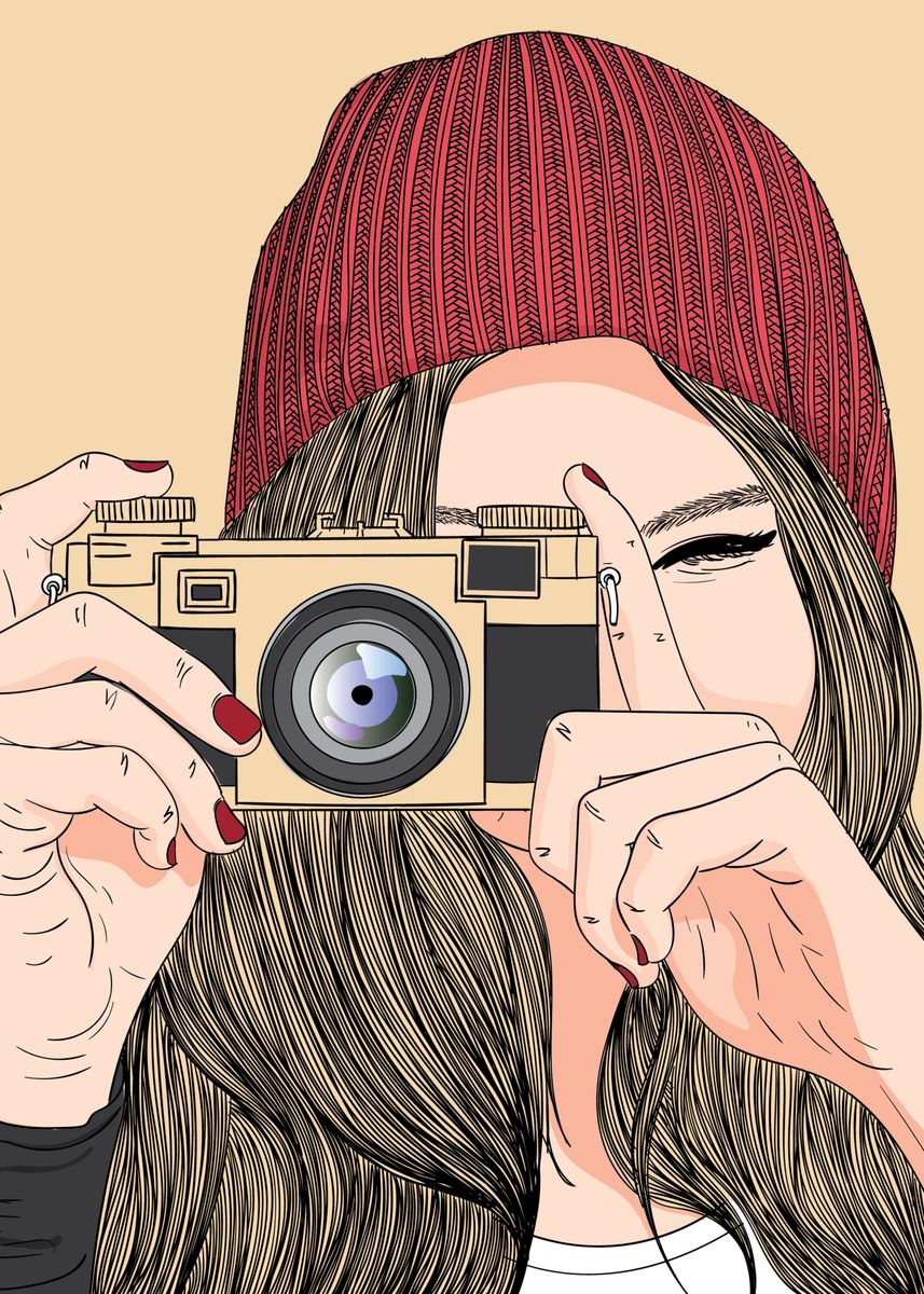 'Fashion Girl Take a Pic' Poster, picture, metal print, paint by Aswad ...