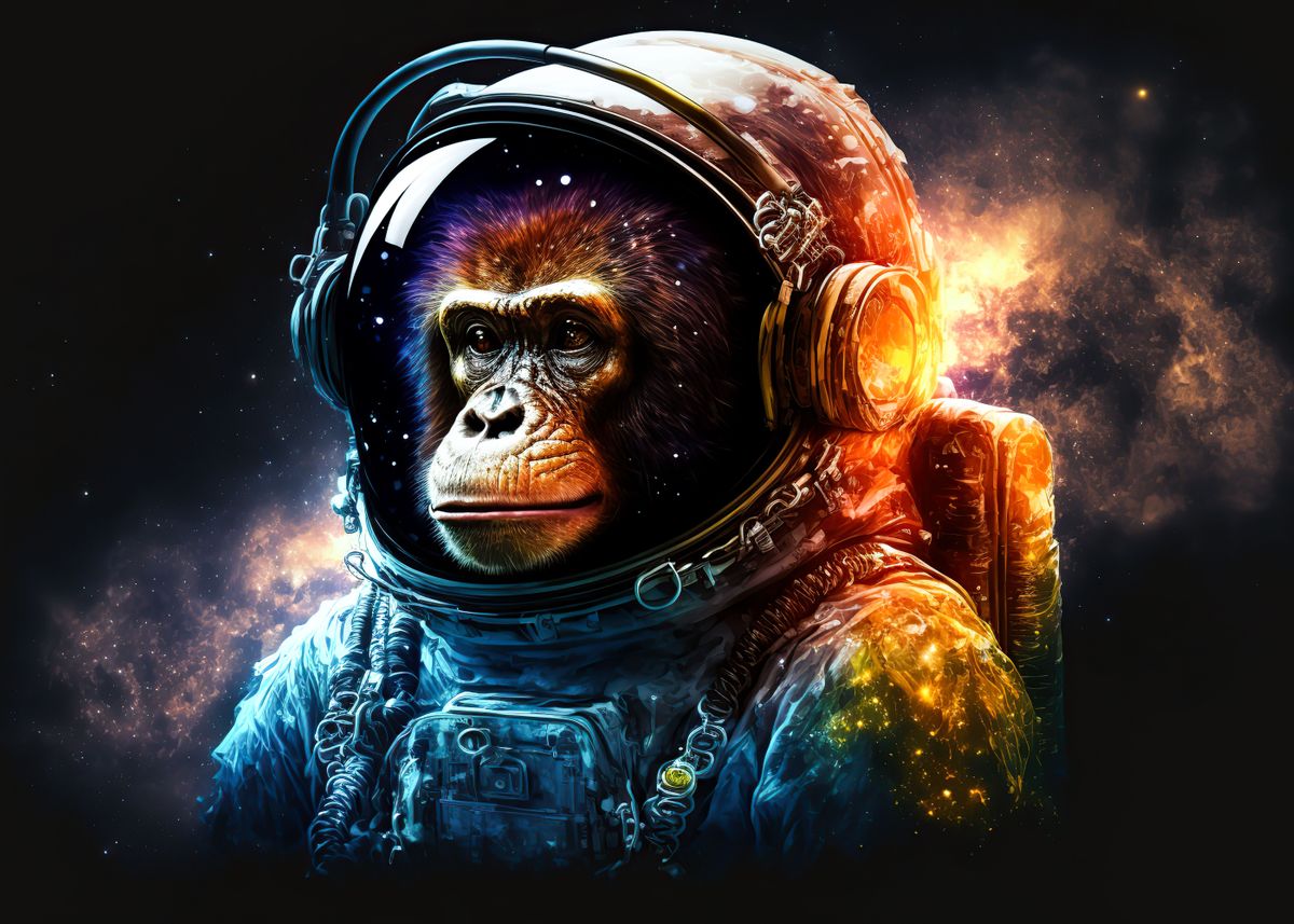 'Chimp astronaut' Poster by Yannis Denton | Displate