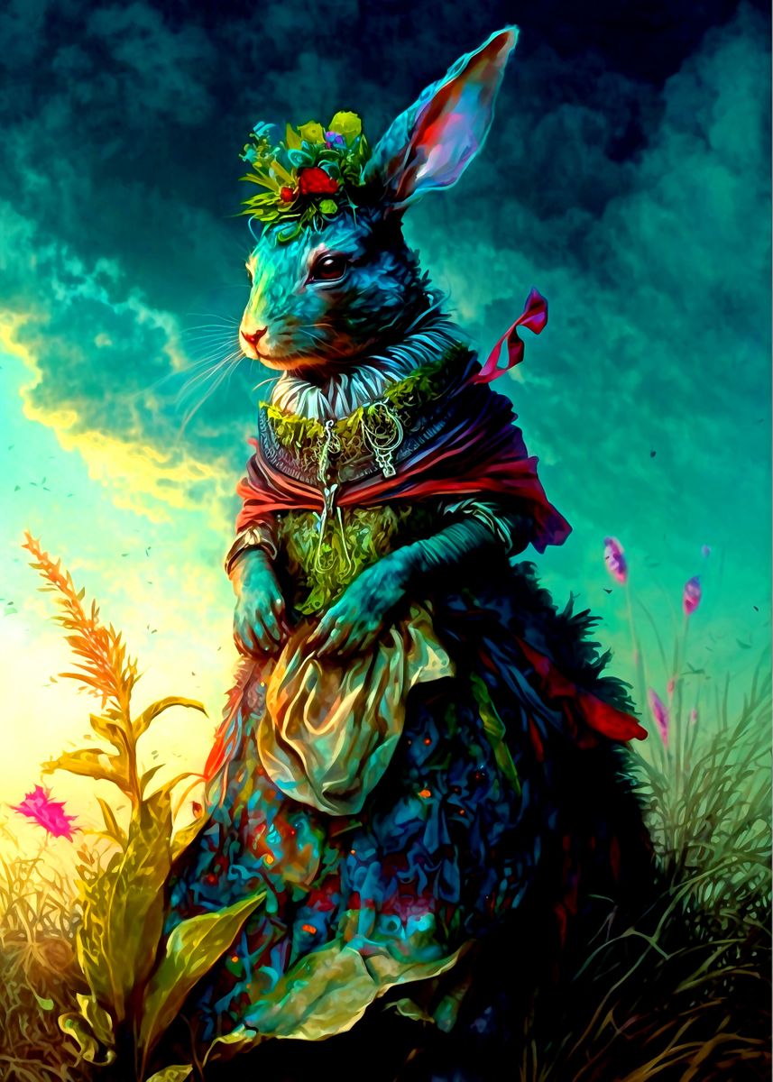 'Rabbit' Poster, picture, metal print, paint by Rane Acer | Displate