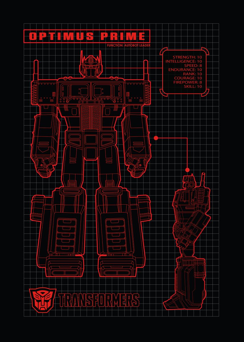 'Optimus Prime Red' Poster, picture, metal print, paint by Transformers ...