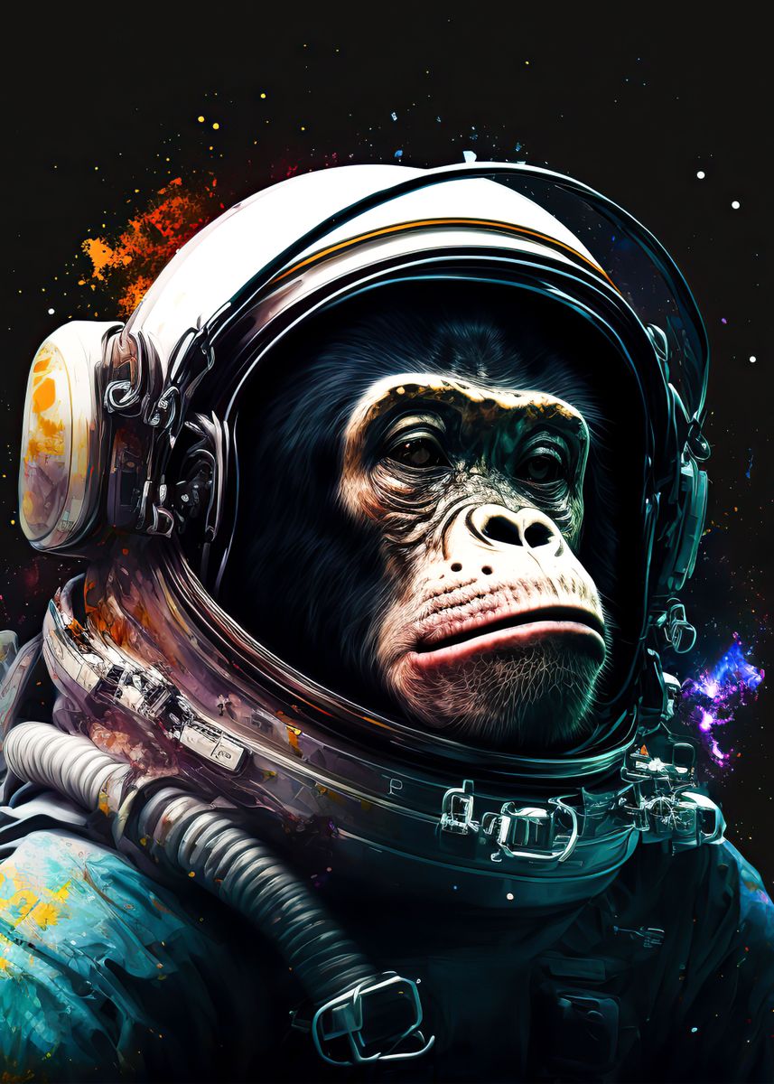 'Chimp astronaut' Poster, picture, metal print, paint by Yannis Denton ...