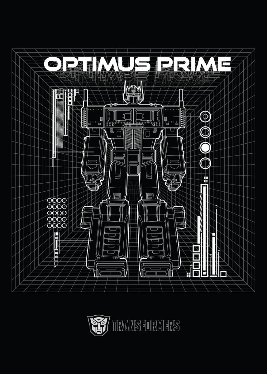 'Optimus Prime Diagram' Poster, picture, metal print, paint by ...