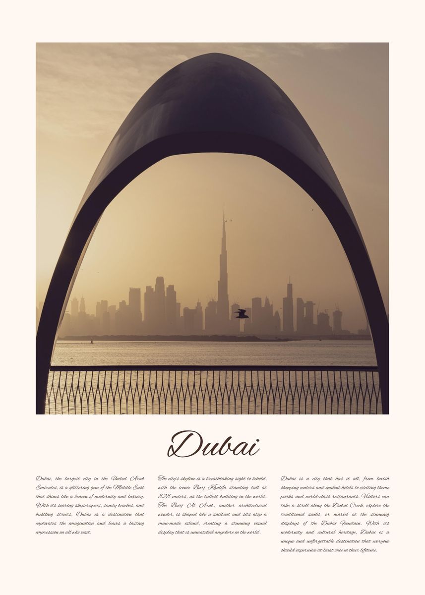 'Dubai Poster' Poster, picture, metal print, paint by Artistic Prints ...
