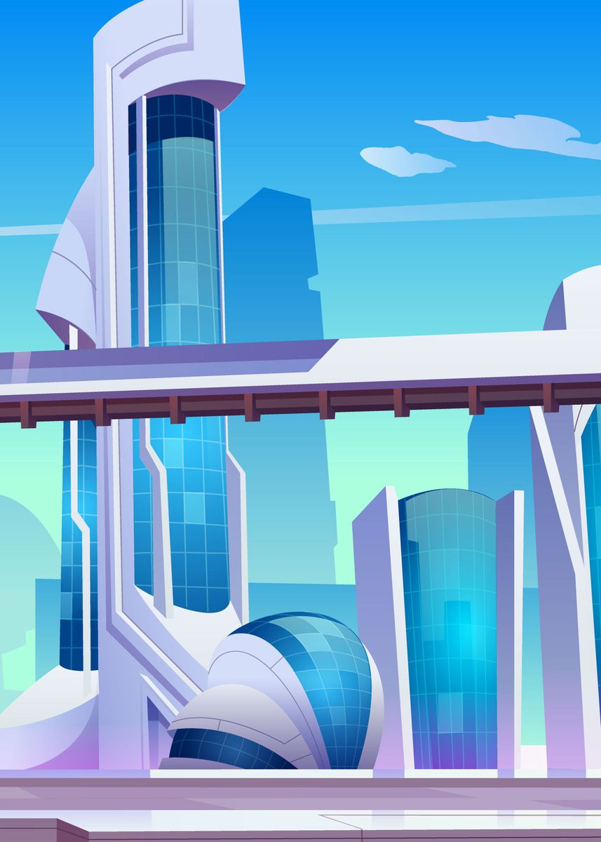 'modern city skyline' Poster, picture, metal print, paint by Azlan ...