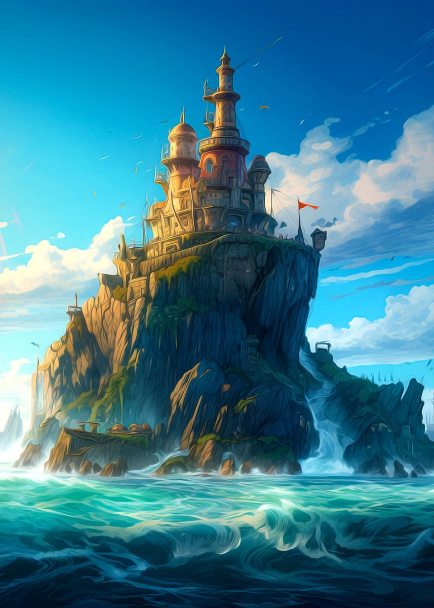 'Castle on ocean' Poster, picture, metal print, paint by javis lee ...