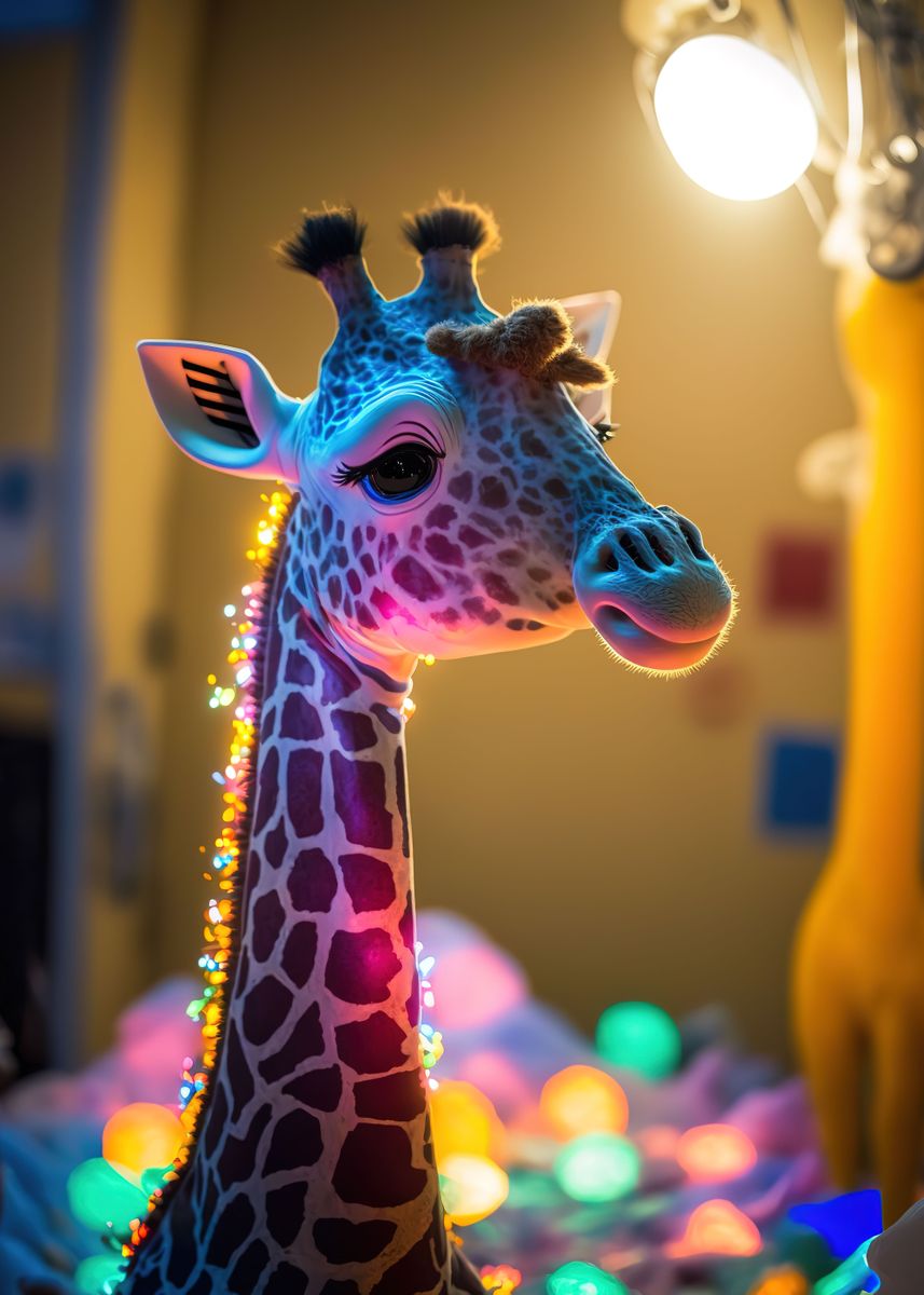 'neon giraffe ' Poster, picture, metal print, paint by Chester Draper ...