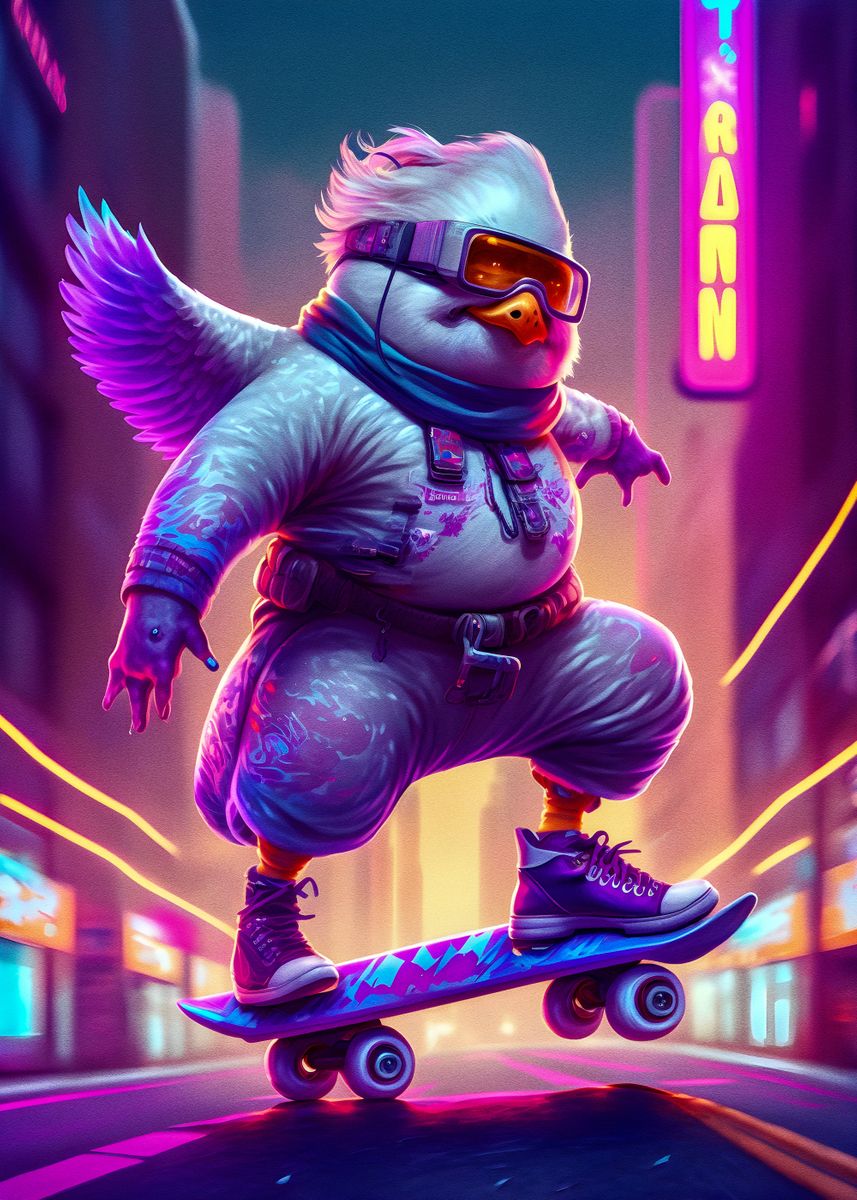 'Fat Chicken' Poster, picture, metal print, paint by Elz art | Displate