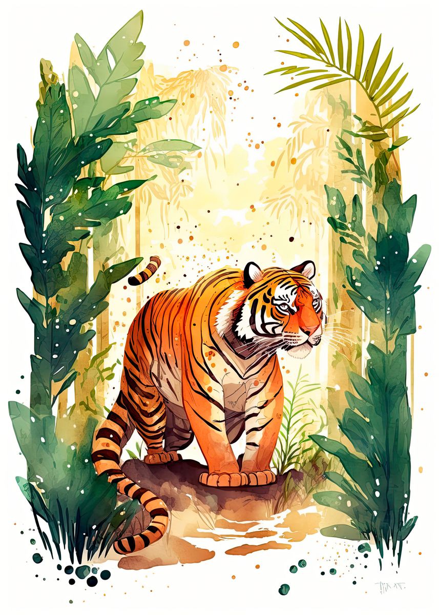 'Wild Jungle Tiger' Poster, picture, metal print, paint by Nick Lopez ...