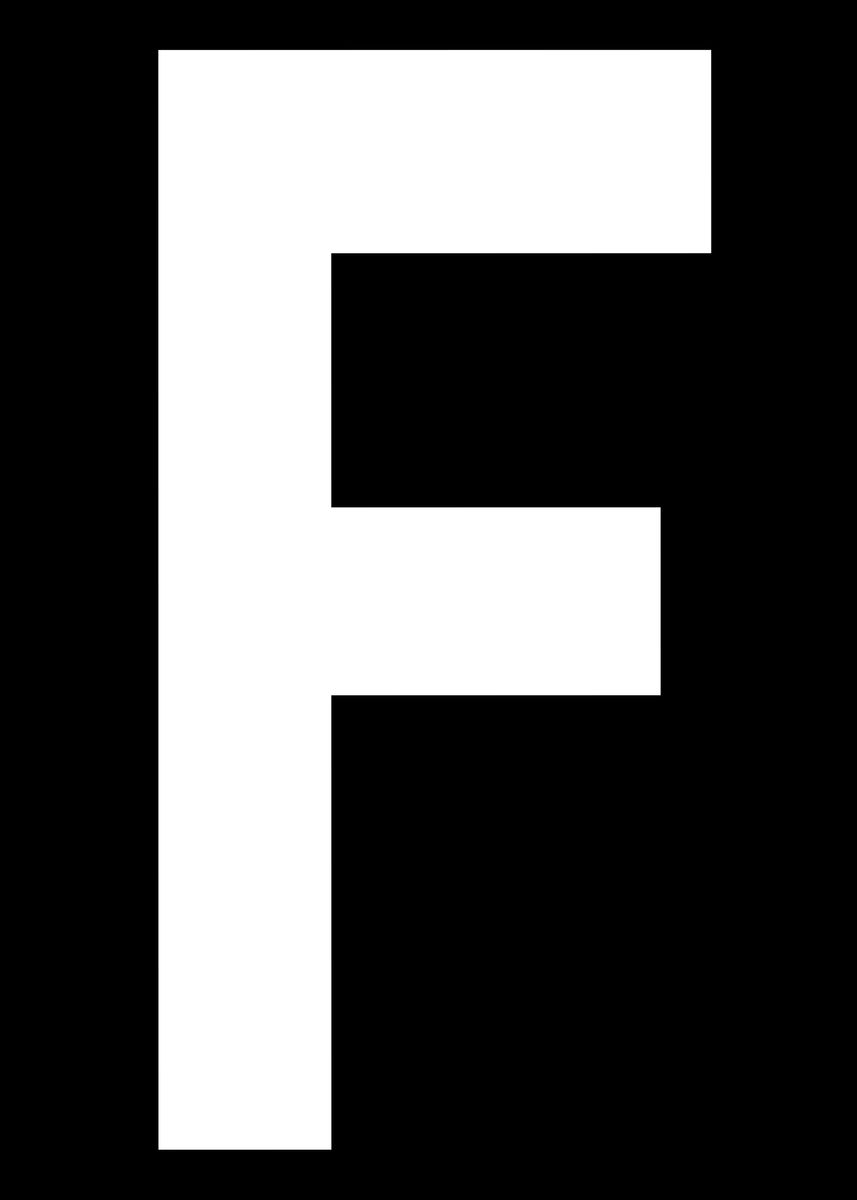 'Letter F in white' Poster, picture, metal print, paint by Bruce ...