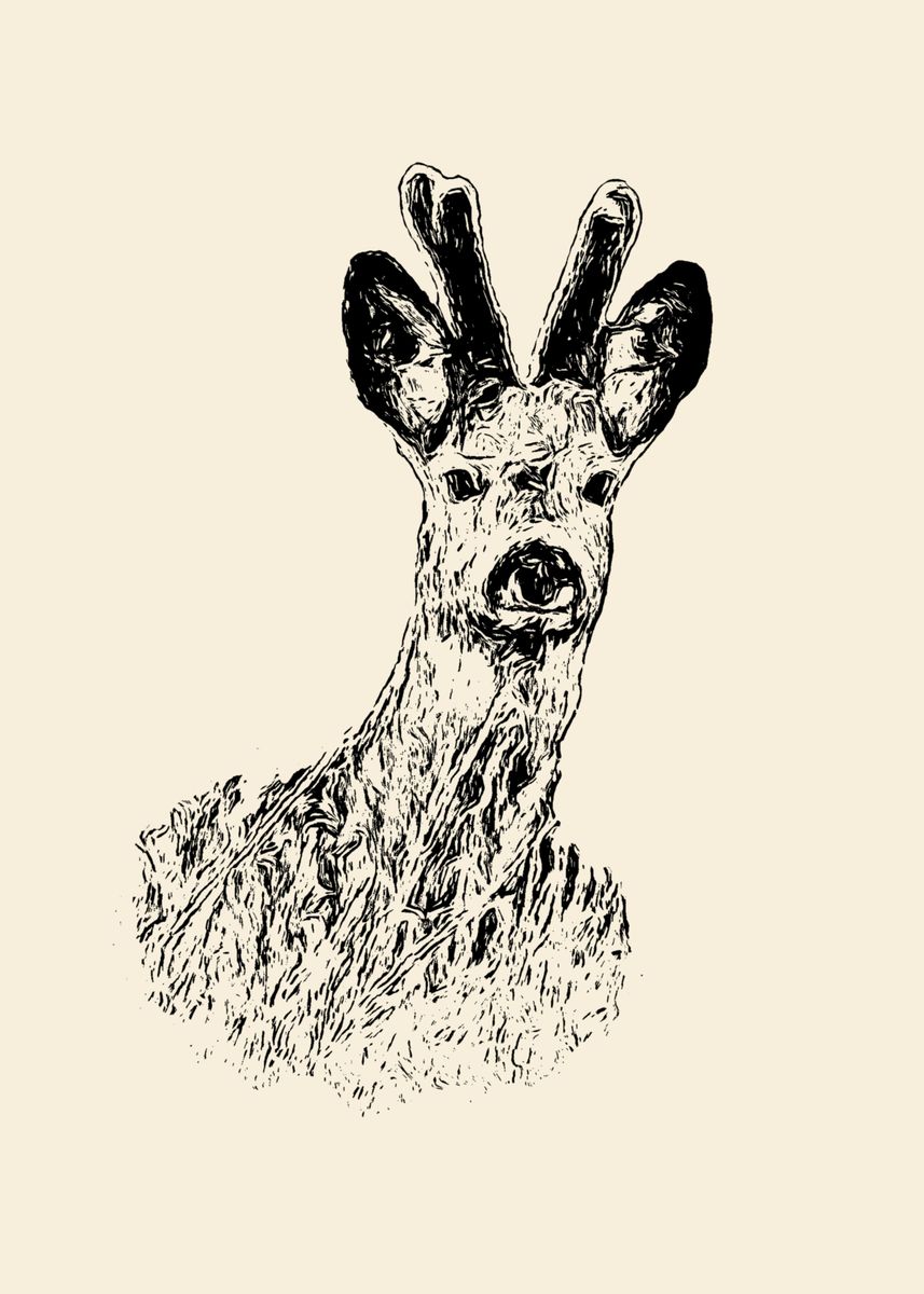 'Roebuck' Poster, picture, metal print, paint by Gyula Gvardián | Displate