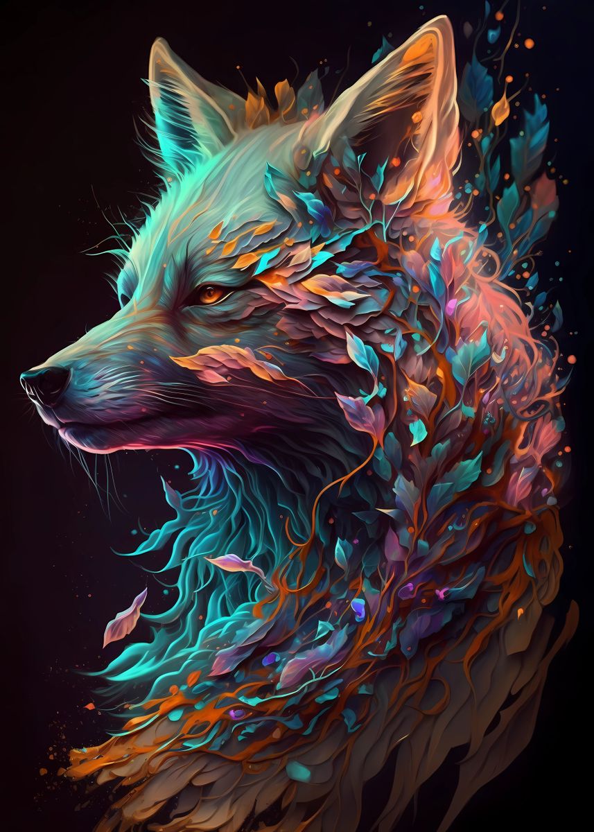 'Wolf Whimsical' Poster, picture, metal print, paint by Anmarie ...