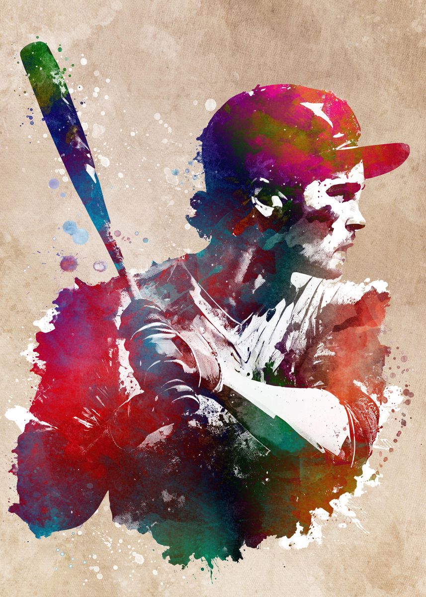 'Baseball player sport' Poster, picture, metal print, paint by JBJart ...