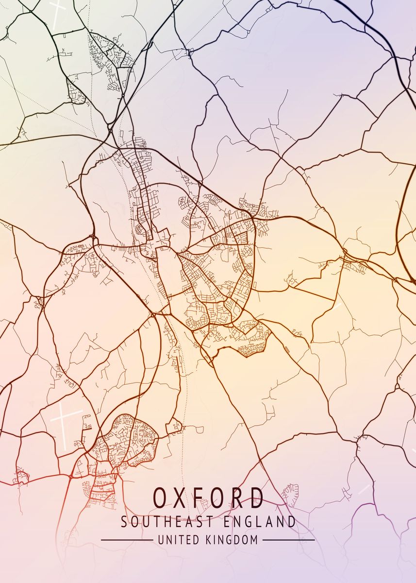 'Oxford UK City Map' Poster, picture, metal print, paint by Gigi Bgm ...
