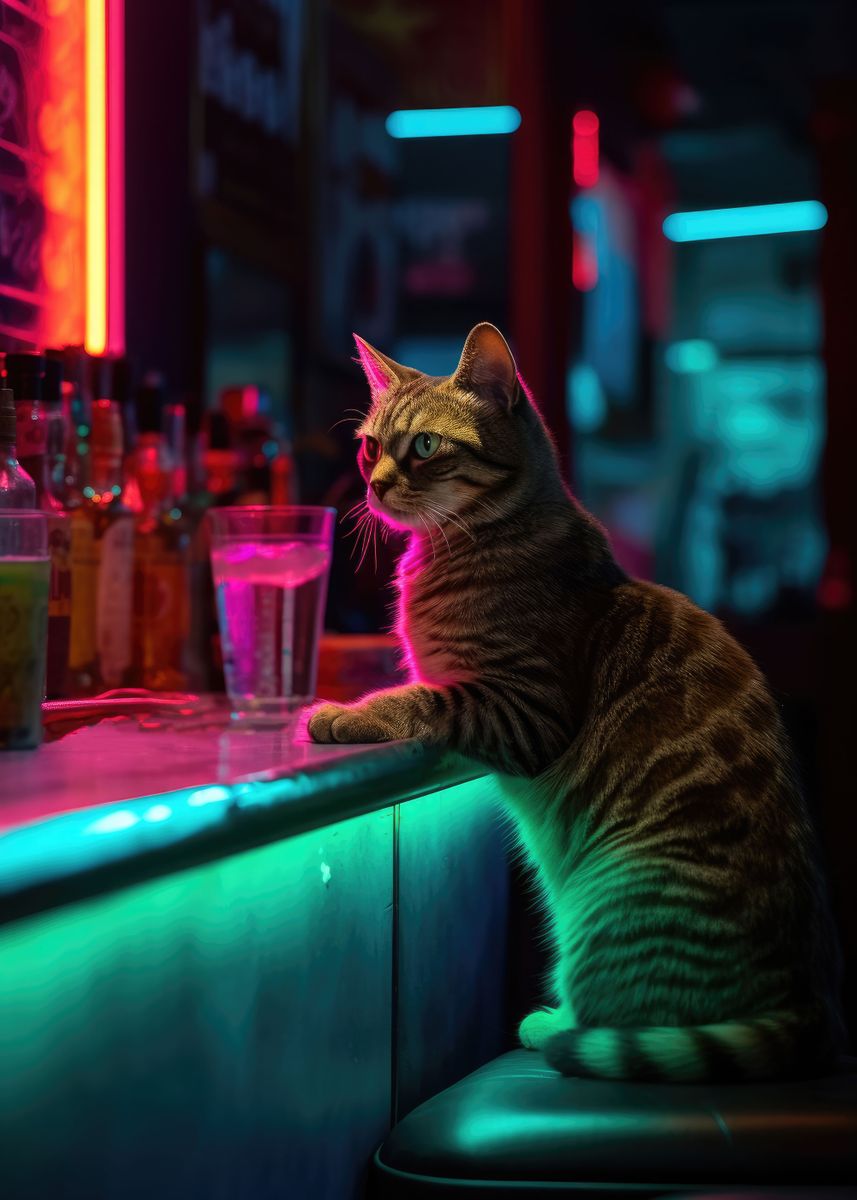 'Cat orders milk' Poster by Mitoka | Displate