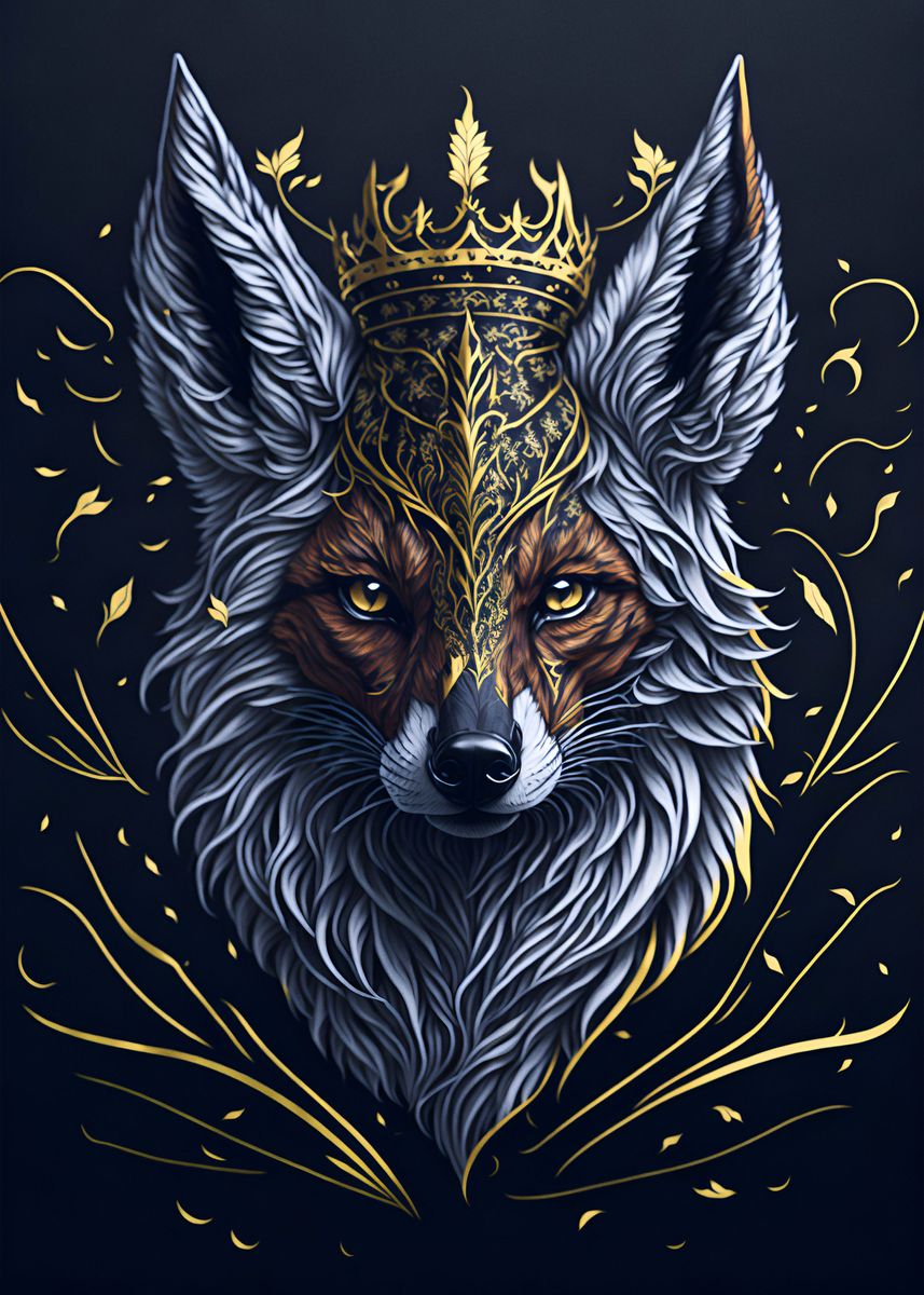'Golden Crown Fox' Poster, picture, metal print, paint by FlyingBlade ...