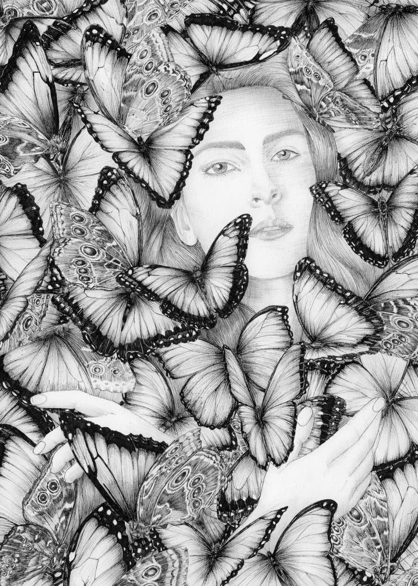 'A Moth Among Butterflies' Poster, picture, metal print, paint by Ella ...