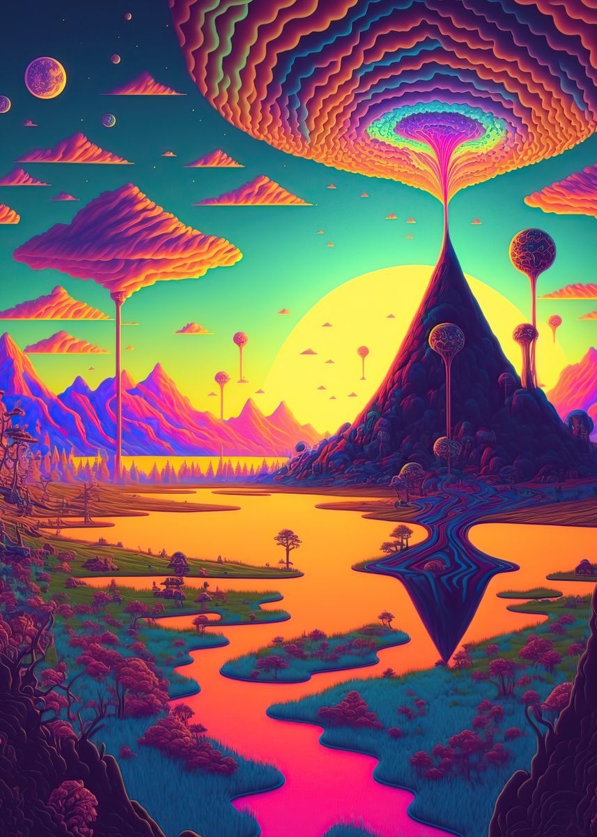 'psychedelic ' Poster, picture, metal print, paint by Silhouette Anime ...