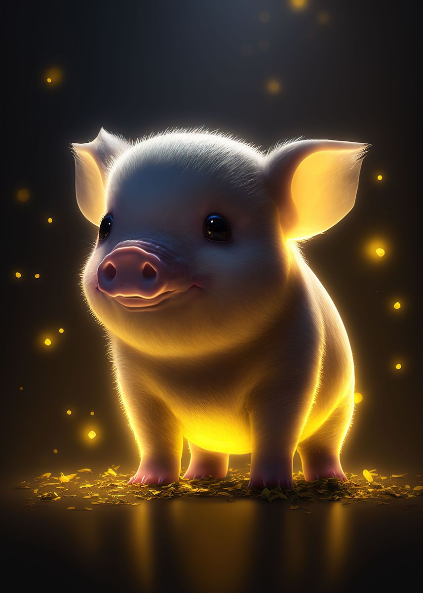'glow pig animal ' Poster, picture, metal print, paint by MAD SPACE ...